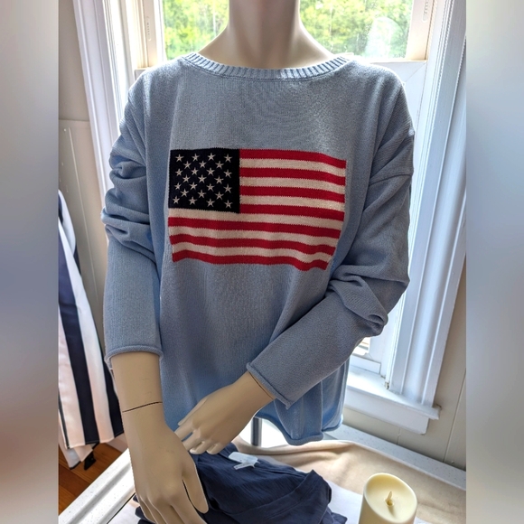 pink pineapples | Sweaters | Light Blue American Flag Sweater | Poshmark